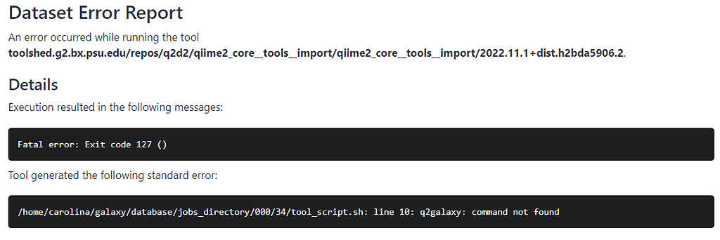 Galaxy Qiime2 Error During Import Technical Support Qiime 2 Forum